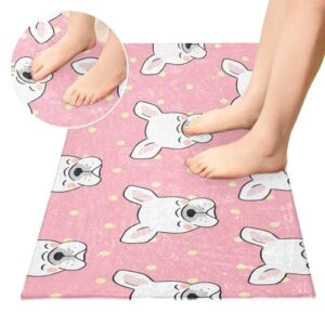 Fluffy Floor Carpet-French Bulldog-39x20in Front Door Mat Indoor Machine Washable Carpet,Aesthetic Rug