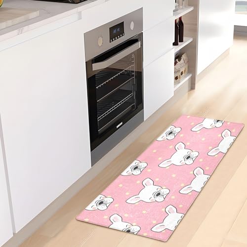 Fluffy Floor Carpet-French Bulldog-39x20in Front Door Mat Indoor Machine Washable Carpet,Aesthetic Rug