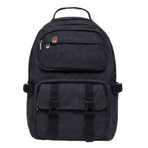 kaukko vintage casual polyster and leather rucksack backpack(20-2-black)