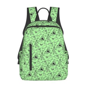 sweet tang backpack travel, work bookbag aliens savage dinosaurs green casual daypacks with water bottle pocket