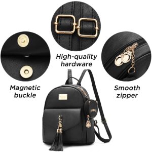 I IHAYNER Girls Fashion Backpack Mini Purse Backpack for Women Small Leather Backpack Purse for Teen Girls with Coin Purse and Tassel White