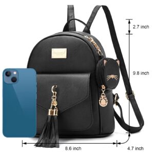 I IHAYNER Girls Fashion Backpack Mini Purse Backpack for Women Small Leather Backpack Purse for Teen Girls with Coin Purse and Tassel White