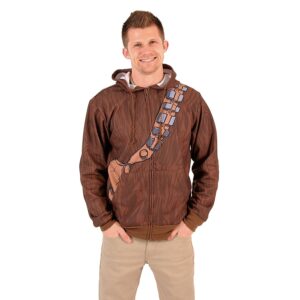 star wars chewbacca & threepio fleece zip hoodie and backpack (small) brown