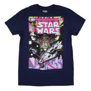 star wars men's neon darth vader comic cover adult t-shirt tee (small)