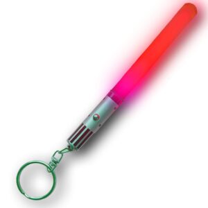 LIGHTSABER KEYCHAIN LIGHT UP LED STAR WARS Glowing Light Saber Key Chain Lightup Sabers 8 COLOR MODES: Green, Blue, Red, Baby Blue, Pink, Yellow, White, Rainbow - 1 PACK