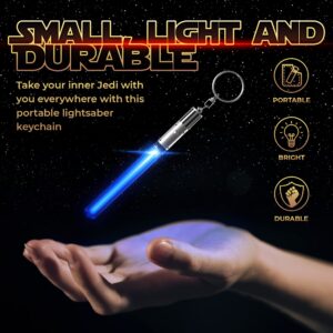 LIGHTSABER KEYCHAIN LIGHT UP LED STAR WARS Glowing Light Saber Key Chain Lightup Sabers 8 COLOR MODES: Green, Blue, Red, Baby Blue, Pink, Yellow, White, Rainbow - 1 PACK