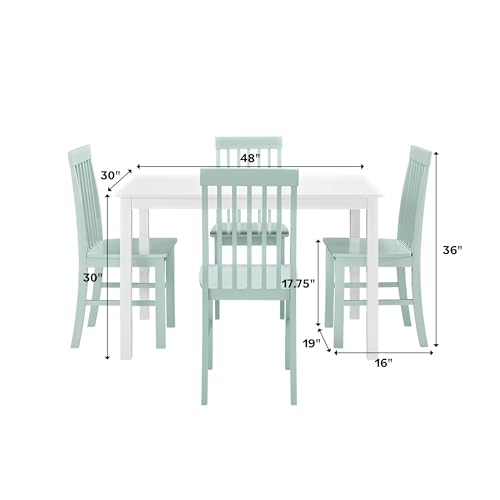 Walker Edison 4 Person Modern Farmhouse Wood Small Dining Table Dining Room Kitchen Table Set 4 Chairs Set, 48 Inch, White and Grey