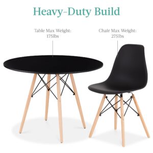 Best Choice Products 5-Piece Dining Set, Compact Mid-Century Modern Table & Chair Set for Home, Apartment w/ 4 Chairs, Plastic Seats, Wooden Legs, Metal Frame - Black/Oak