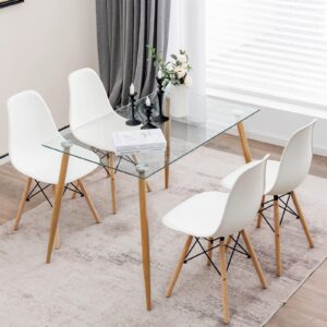 tangkula dining table set for 4, modern kitchen table and chairs set of 4, glass dining room table set for small living room, kitchen