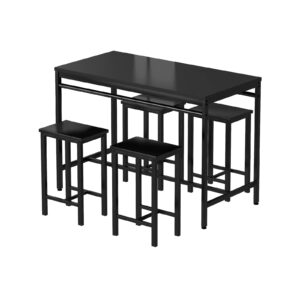 recaceik 5 pcs dining table set, modern kitchen table and chairs for 4, wood pub bar table set perfect for breakfast nook, small space living room