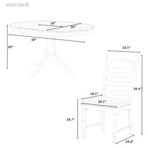 HAUSHECK Dining Table Set for 4 - Rectangular Tαble with Two-Tier Storage Shelves and Four Upholstered Chairs, 5 Pieces Kitchen & Dinīng Room Sēts Modern Farmhouse Home Furniture Breakfast Nook