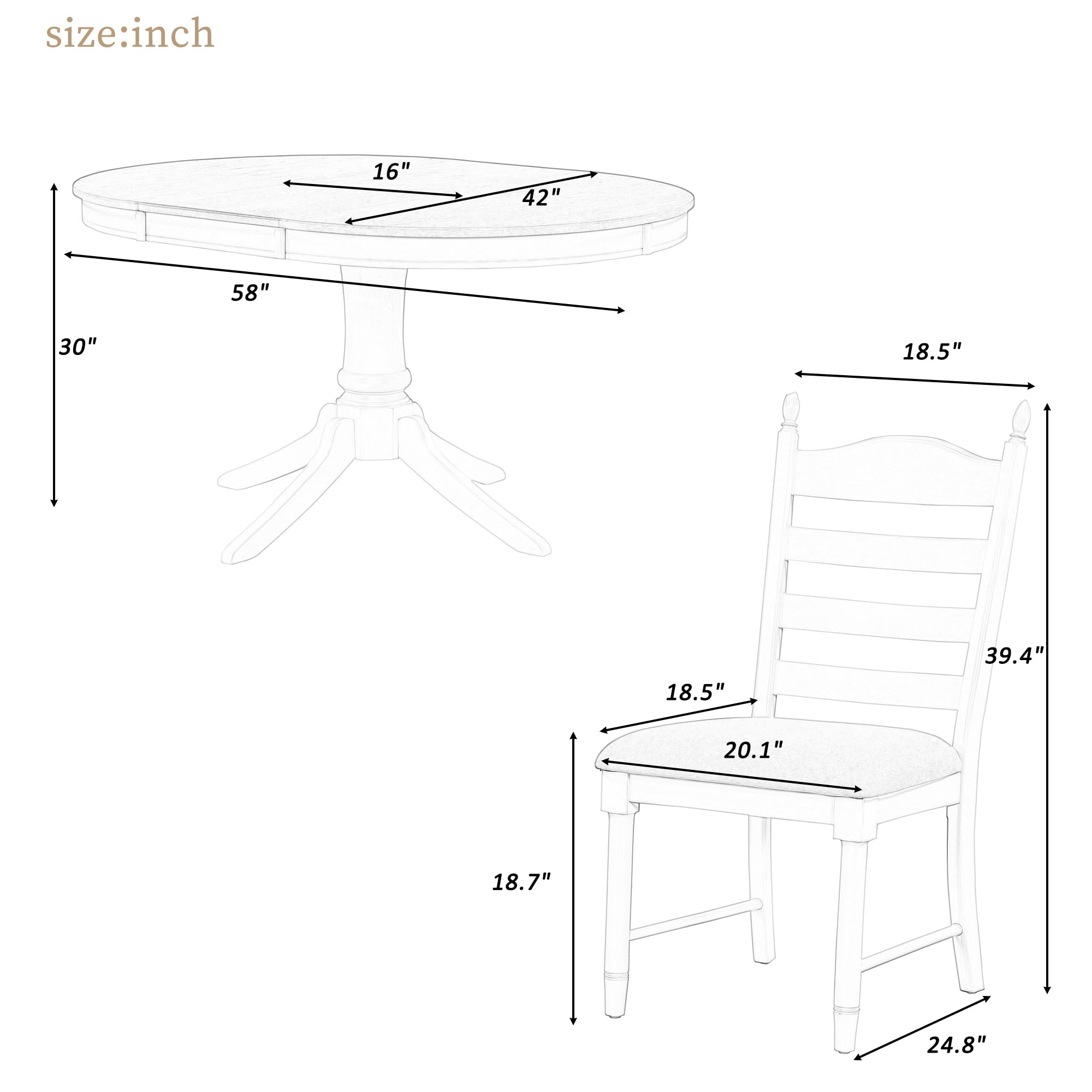 HAUSHECK Dining Table Set for 4 - Rectangular Tαble with Two-Tier Storage Shelves and Four Upholstered Chairs, 5 Pieces Kitchen & Dinīng Room Sēts Modern Farmhouse Home Furniture Breakfast Nook