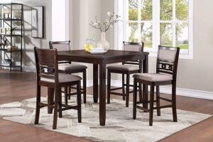 new classic furniture gia 5-piece dining table with four chairs, 42" counter set, cherry