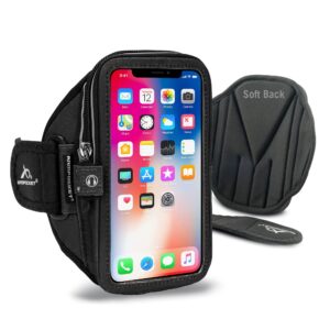 armpocket mega i-40 arm band, phone exercise holder, phone armband for iphone 12/13/14, 12/13/14 pro, galaxy s22+, note 10, pixel 7, & devices w/case up to 6.5-inch, 10 to 15-inch black medium strap