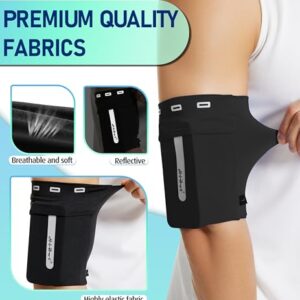 HiRui Running Armband Sleeve Universal Sports Armband Cell Phone Holder Armband for Exercise Workout, Compatible with iPhone 15/14/13/Plus/Pro Samsung Galaxy All Phones (M, Black)