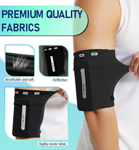 HiRui Running Armband Sleeve Universal Sports Armband Cell Phone Holder Armband for Exercise Workout, Compatible with iPhone 15/14/13/Plus/Pro Samsung Galaxy All Phones (M, Black)