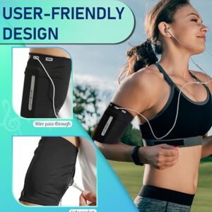 HiRui Running Armband Sleeve Universal Sports Armband Cell Phone Holder Armband for Exercise Workout, Compatible with iPhone 15/14/13/Plus/Pro Samsung Galaxy All Phones (M, Black)