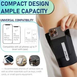 HiRui Running Armband Sleeve Universal Sports Armband Cell Phone Holder Armband for Exercise Workout, Compatible with iPhone 15/14/13/Plus/Pro Samsung Galaxy All Phones (M, Black)