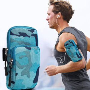 CAIWEI Sports Armband, Multifunctional Pockets Workout Running ArmBag for iPhone (Camo)