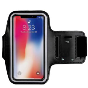 casehq water resistant cell phone armband case compatible phone iphone 11, 11 pro, 11 pro max, x, xs, xs max, xr, 8, 7, 6, plus galaxy s10, s9, s8, s7, plus sizes and more. adjustable band & key slot