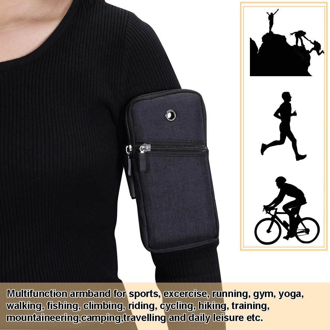 cellphone holster Phone Arm Bag Compatible with Running, Armband Cell Phone Holder Compatible with iPhone 12 11 Pro Max XS/XR/8/7/6 Plus, Gym Phone Holder Compatible with Arm,Phone Pouch Compatible wi