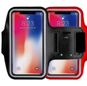 2pack casehq water resistant cell phone armband case compatible phone iphone 11, 11 pro, 11 pro max, x, xs, xs max, xr, 8, 7, 6, plus galaxy s10, s9, s8, s7,and more. adjustable band & key slot