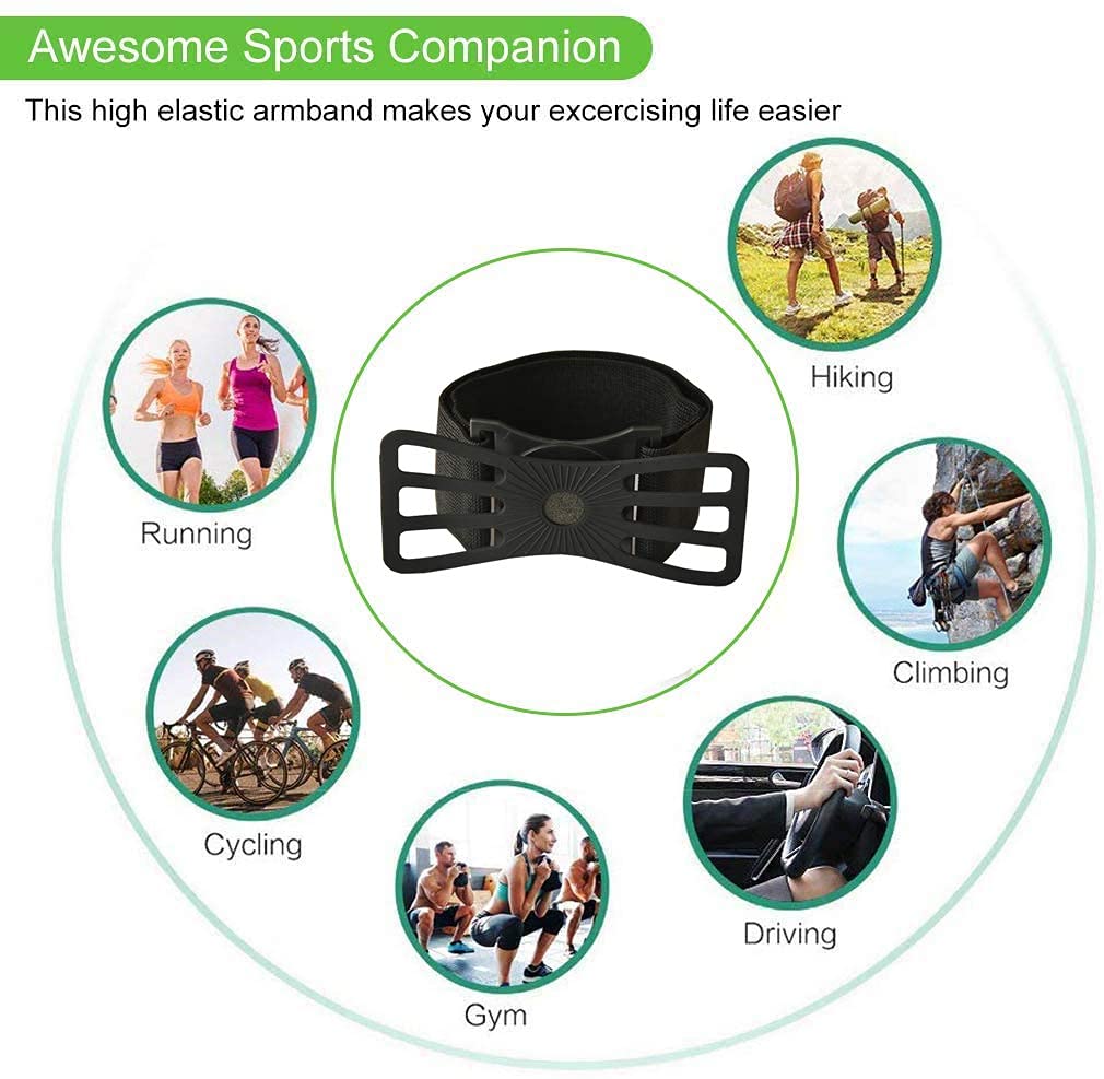 Chuangxinfull Universal Cell Phone Armband Wristband, 360° Rotatable Sports Armband, Universal Cell Phone Holder for Running Hiking Biking, fit 4 to 7 inch Smartphones (Black)