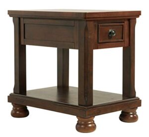 signature design by ashley porter traditional hand-finished rectangular chair side end table, dark brown