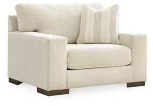 signature design by ashley maggie contemporary upholstered chair and a half, beige