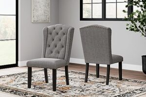 signature design by ashley jeanette modern tufted dining upholstered side chair, set of 2, gray