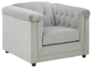 signature design by ashley josanna classic tufted upholstered chair, gray