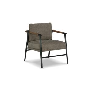 signature design by ashley amblers modern accent chair with metal base, brown & black