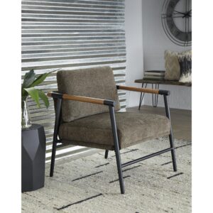 Signature Design by Ashley Amblers Modern Accent Chair with Metal Base, Brown & Black