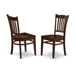 east west furniture grc-mah-w groton dining room chairs - slat back wood seat chairs, set of 2, mahogany