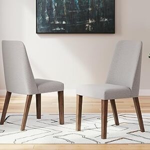 Signature Design by Ashley Lyncott Contemporary Dining Room Upholstered Side Chair with Foam Cushion, Set of 2, Cream & Brown