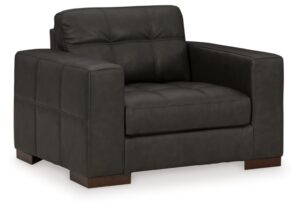 signature design by ashley luigi modern tufted leather match upholstered oversized chair, black