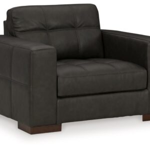 Signature Design by Ashley Luigi Modern Tufted Leather Match Upholstered Oversized Chair, Black