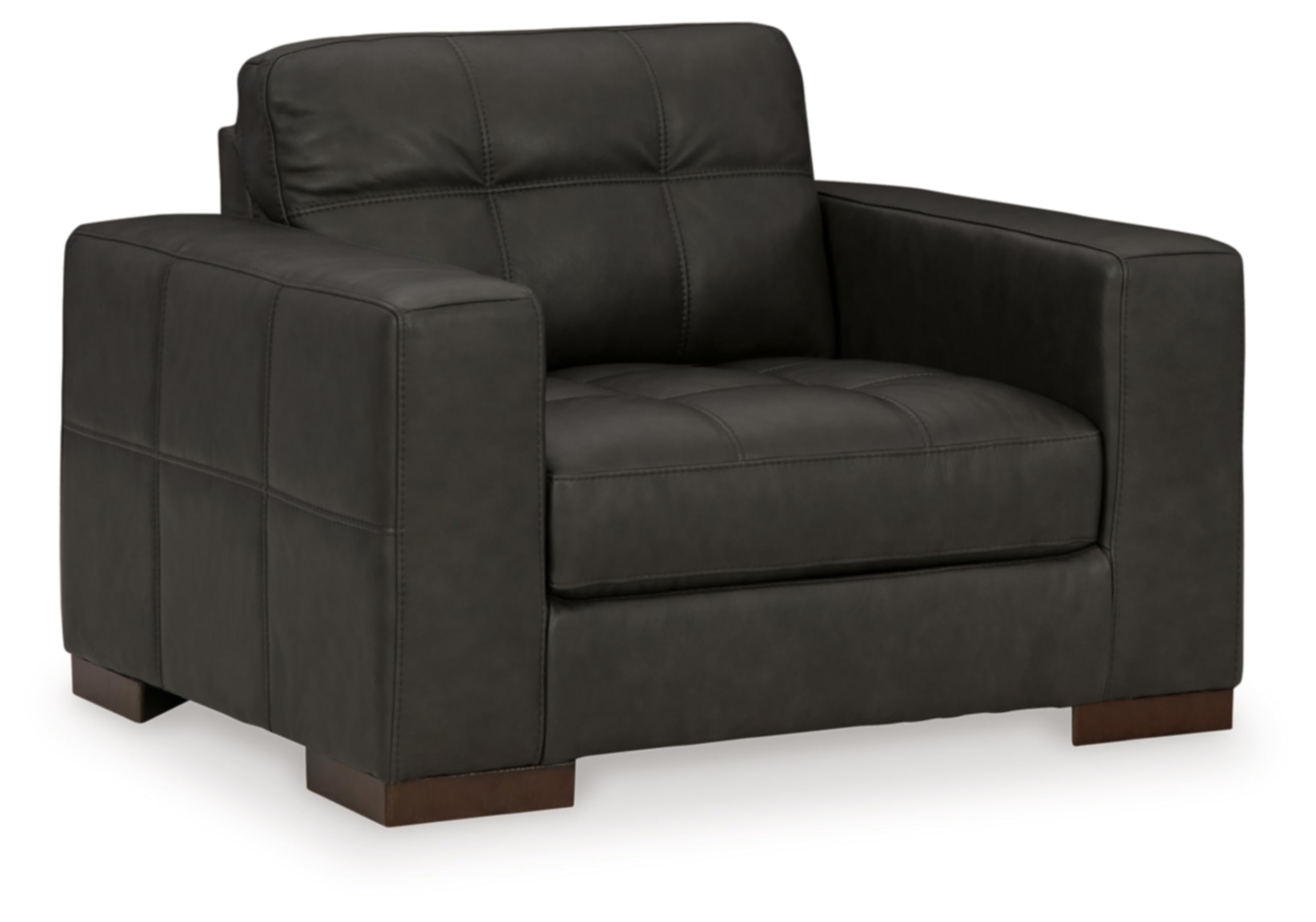 Signature Design by Ashley Luigi Modern Tufted Leather Match Upholstered Oversized Chair, Black