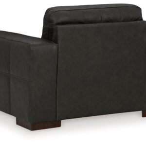 Signature Design by Ashley Luigi Modern Tufted Leather Match Upholstered Oversized Chair, Black