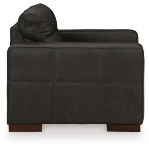 Signature Design by Ashley Luigi Modern Tufted Leather Match Upholstered Oversized Chair, Black