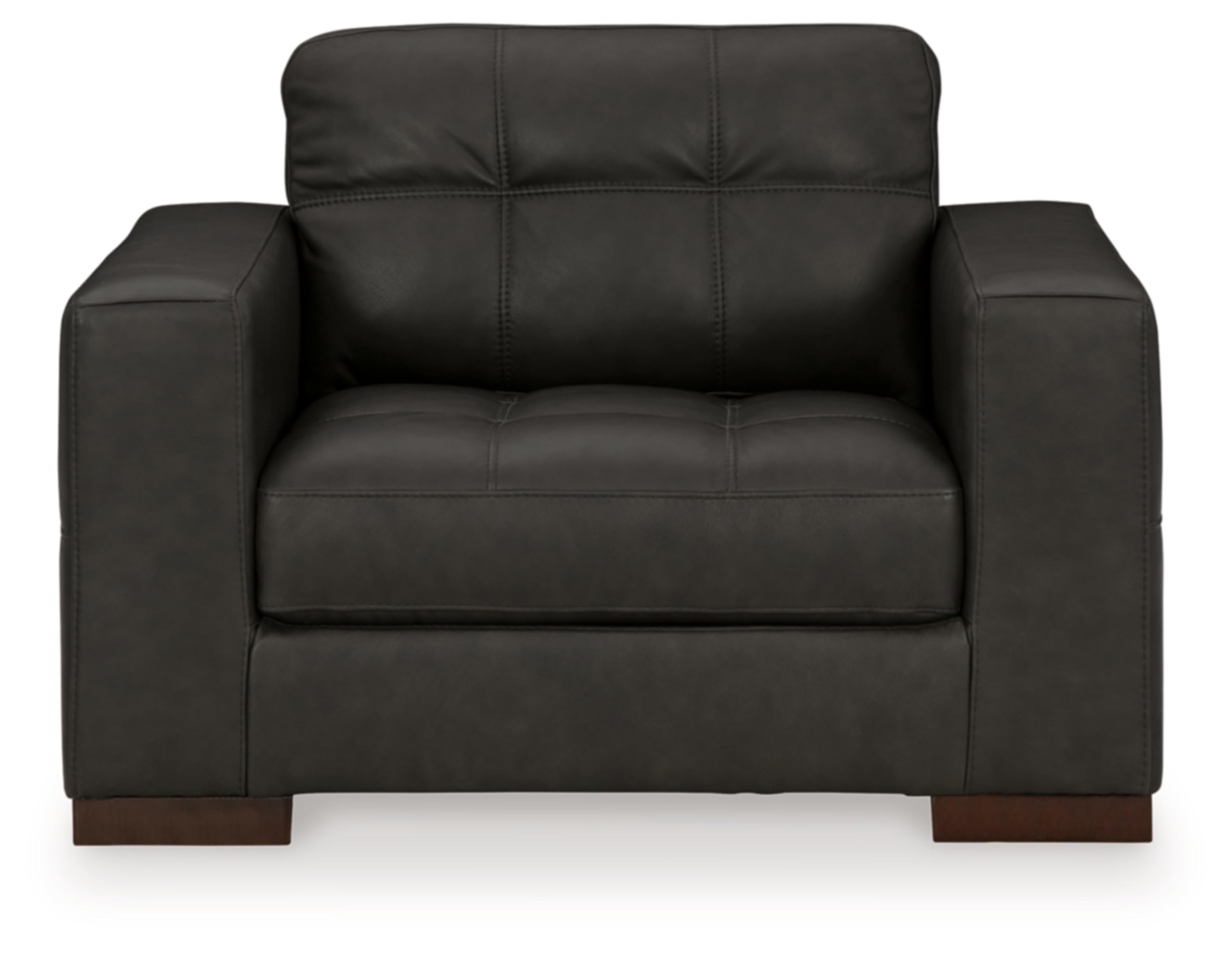 Signature Design by Ashley Luigi Modern Tufted Leather Match Upholstered Oversized Chair, Black