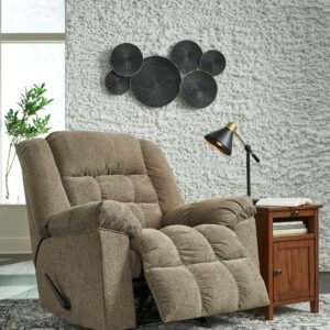 Signature Design by Ashley Kegler Contemporary Tufted Manual Rocker Recliner, Light Brown