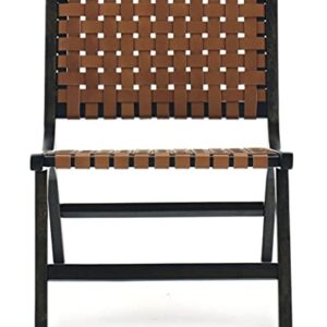 Signature Design by Ashley Fayme Mid Century Modern Leather Accent Chair, Brown & Black