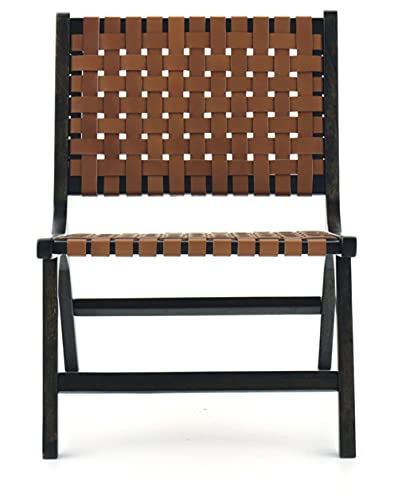 Signature Design by Ashley Fayme Mid Century Modern Leather Accent Chair, Brown & Black