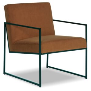 signature design by ashley aniak contemporary 17" velvet upholstery with metal frame accent chair, brown & black