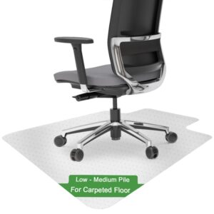 chair mat for carpet- low pile (1/4" thick) carpet protector for office gaming desk chair. heavy duty desk chair mat for carpeted floors (for carpet floor, with lip-47.5" x 35.5")