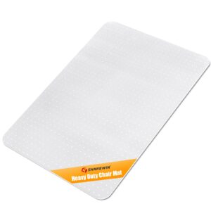 sharewin office chair mat for carpet - shipped flat, heavy duty anti-slip under desk protector for low &medium pile carpeted floors, plastic rolling computer mats, 47"x29", clear, no divot, no curl