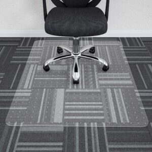 homek office chair mat for low pile carpeted floors - 36” x 48” clear carpet chair mats for home & office, studded floor mat for office chair on carpet