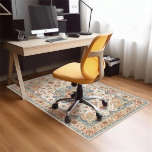 office chair mat for hardwood floor, 2.62 lbs anti-slip hi-q desk chair mat for hardwood & low-carpeted floors, 48x36 easy to clean desk floor mat for office chair on hardwood floors