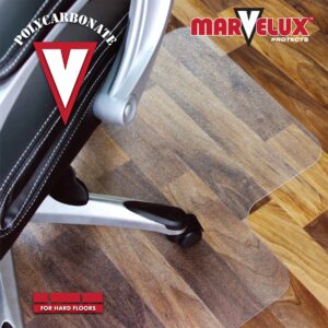 Marvelux Heavy Duty Polycarbonate Office Chair Mat for Hardwood Floors 47" x 53" | Transparent Hard Floor Protector with Lip | Multiple Sizes